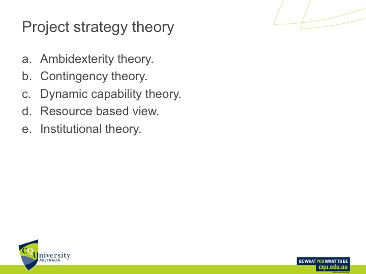 Project strategy theory descriptions | Strategic Project Management for ...